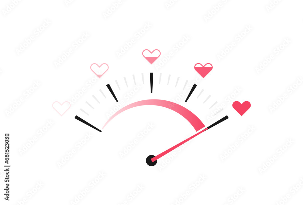 Meter of love with hearts. Full love level. Highest level of love ...