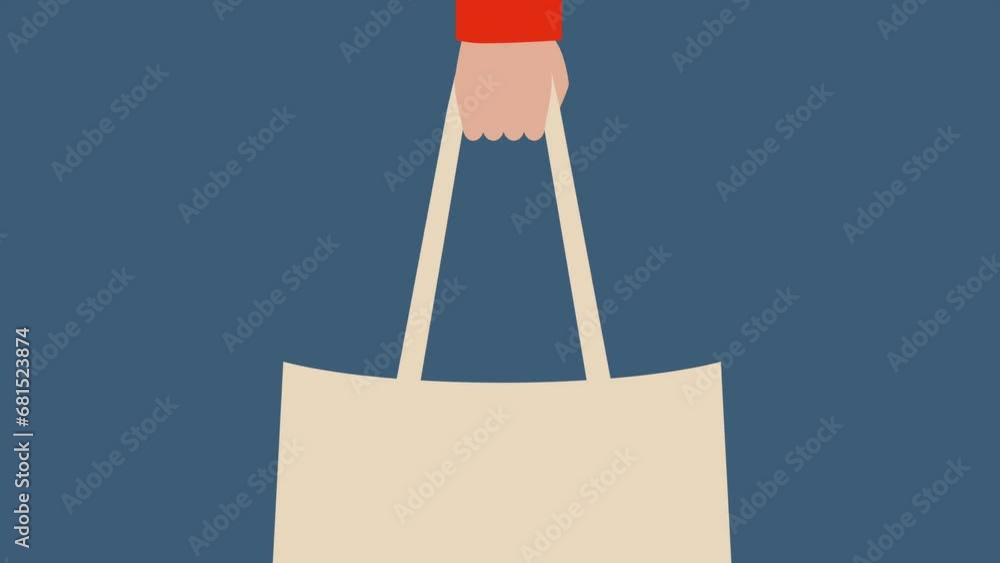 Animation. Filling a grocery bag with cartoon fruits and vegetables ...