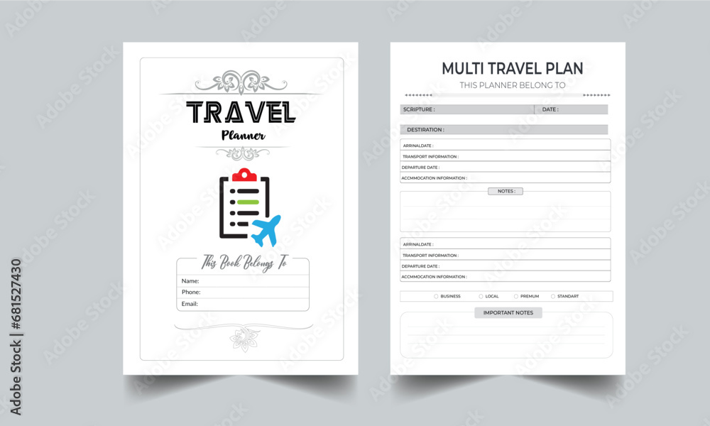 Travel Planner Templates. Printable Travel Planner Design. Minimalist ...