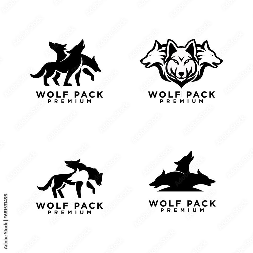 wolf pack logo icon design illustration Stock Vector | Adobe Stock