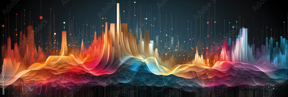 Graphic representation of sound in color and waveform. Stock ...