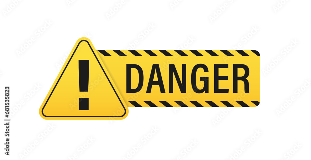 Danger signs. Caution warning signs. Black and yellow stripes. Warning ...