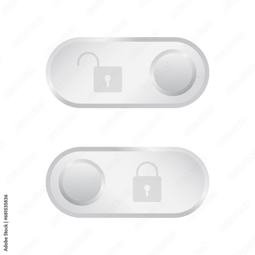 Neumorphic lock and unlock slide buttons set. User web interface ...