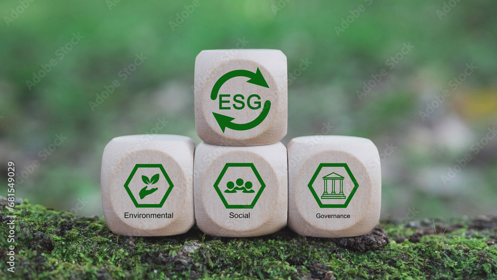 Words ESG on Environment, Society on a wood block esg investment esg ...