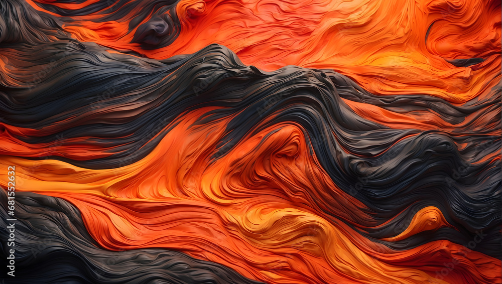 An abstract representation of a lava flow in vivid color gradients ...