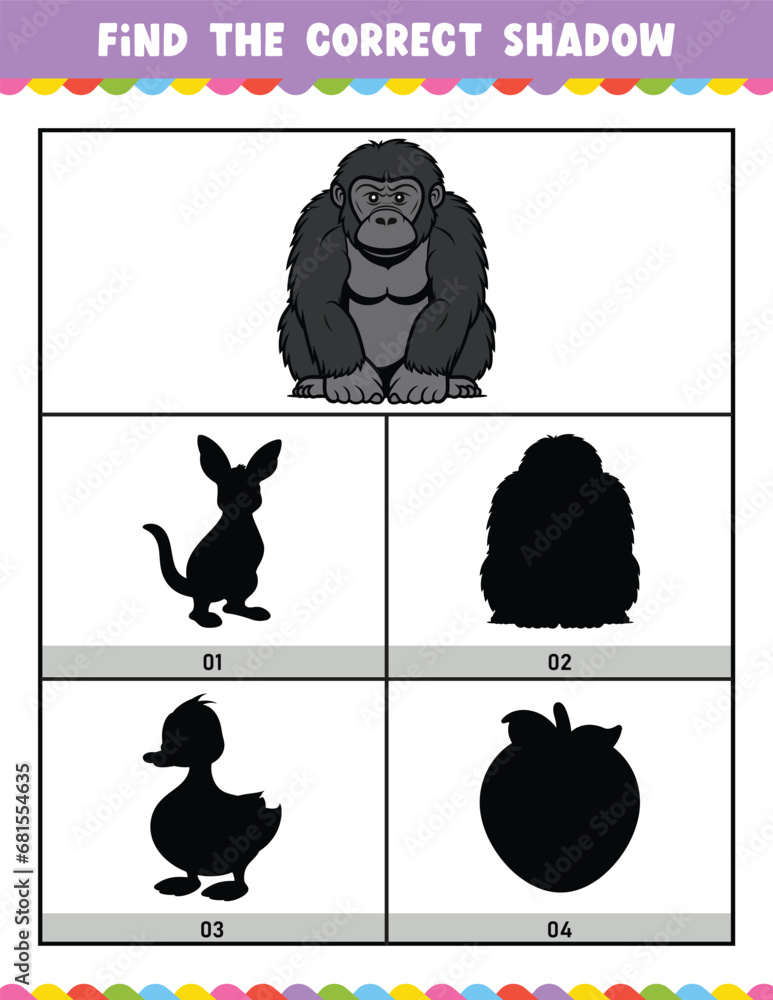 Find the correct shadow educational shadow match game worksheet for ...