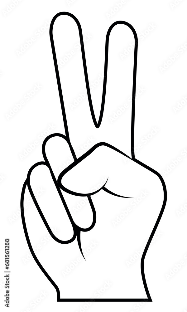 V sign hand gesture with two fingers raised for victory and peace ...