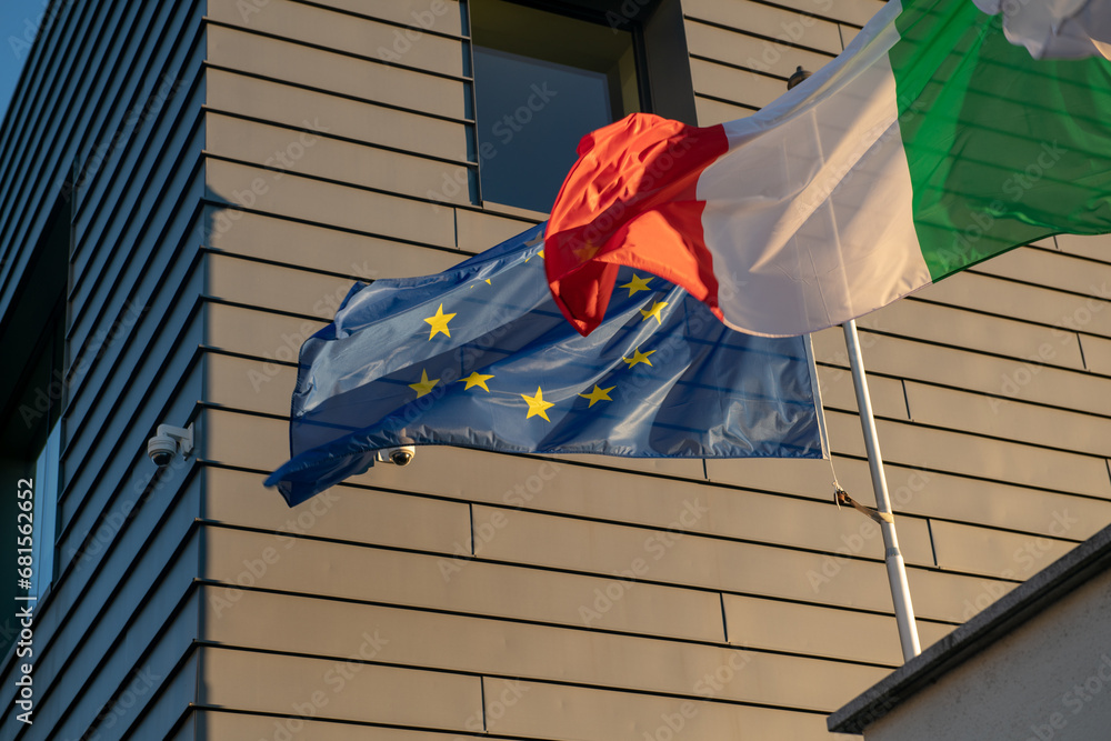 flags of the European Union and Italy are now flying in all official ...