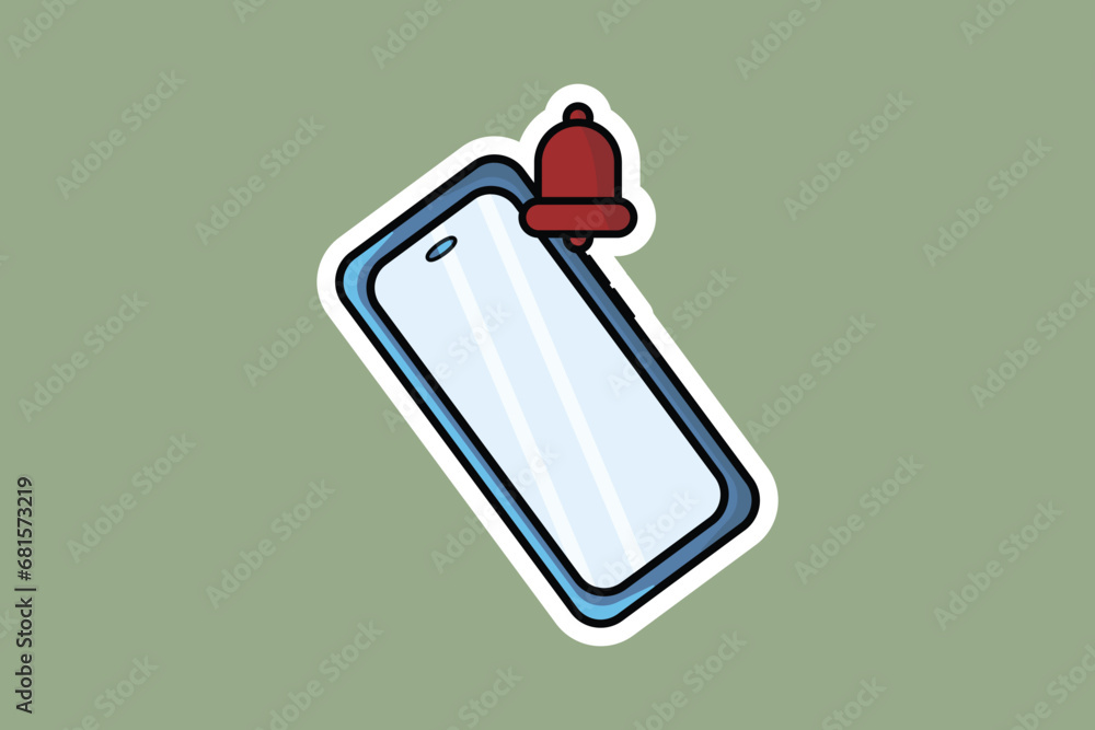 Smartphone with Blank Screen and Notification Bell Sticker vector ...