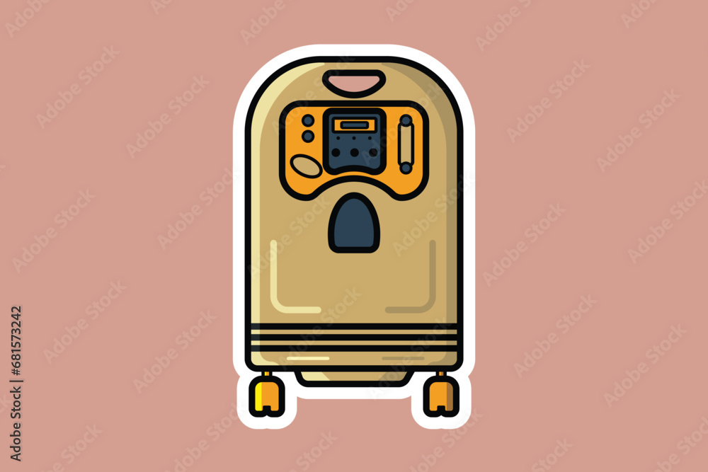 Hospital Oxygen Concentrator Sticker vector illustration. Medical ...