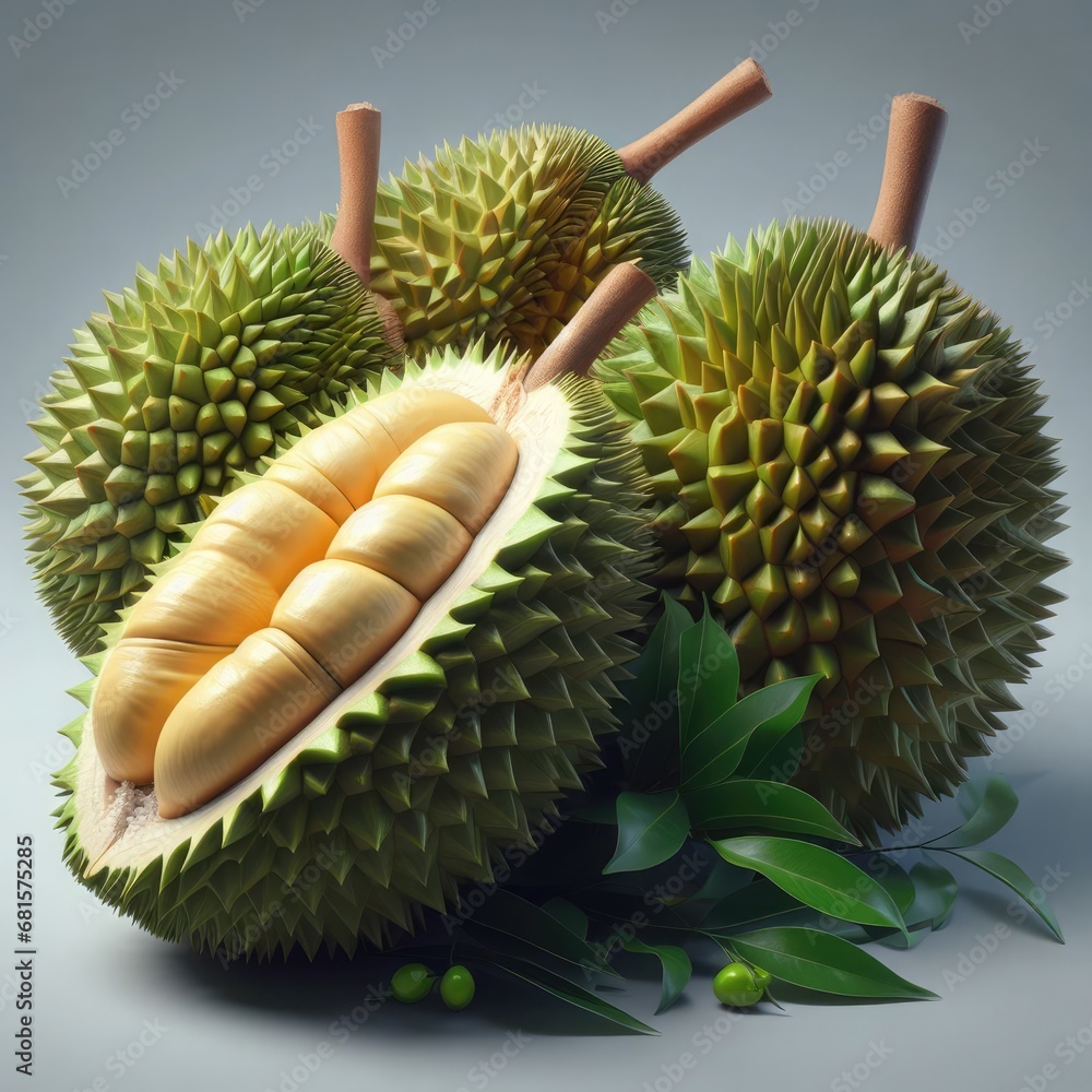 Generative AI Durian Fruit, Ripe durian fruit, Delicious durian fruit, Asian fruits, durian ...