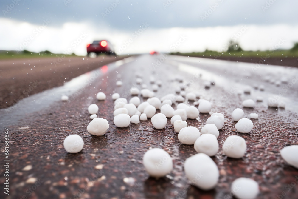 depicts dramatic intensity of hail storm, showcasing hailstones falling ...