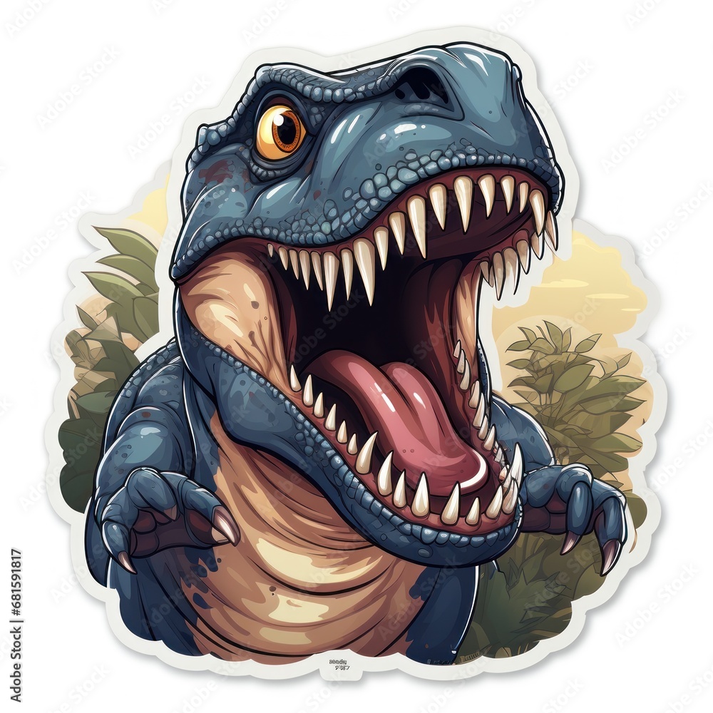 Cartoon tyrannosaurus rex on a white background.Dinosaur: Tyrannosaurus rex with powerful jaws ...