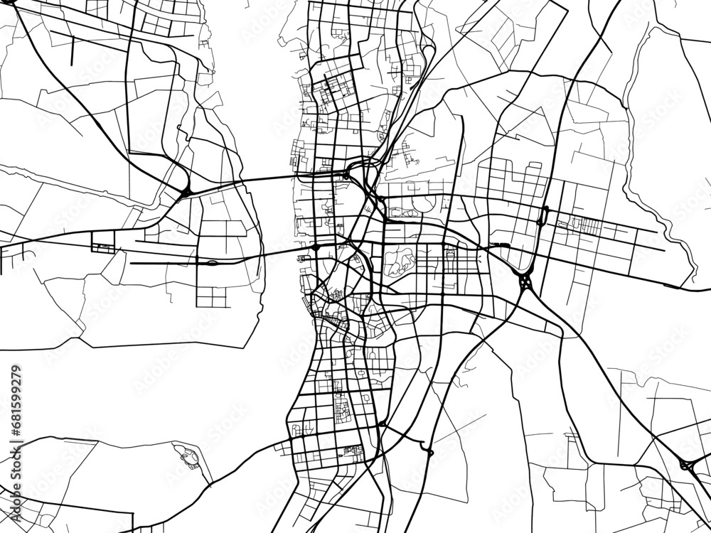 Vector road map of the city of Wuhu in the People's Republic of China ...