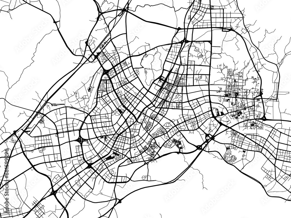 Vector road map of the city of Yiwu in the People's Republic of China ...