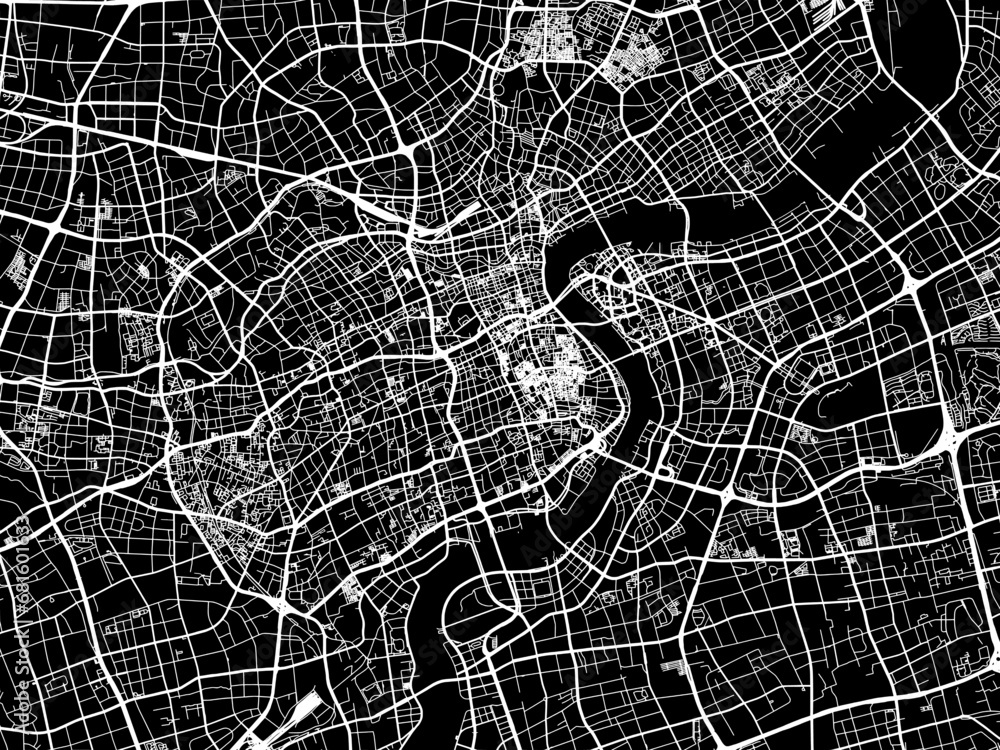 Vector road map of the city of Shanghai city center in People's ...