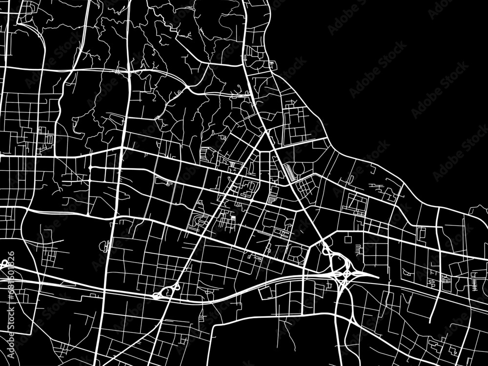 Vector road map of the city of Yantai in People's Republic of China ...