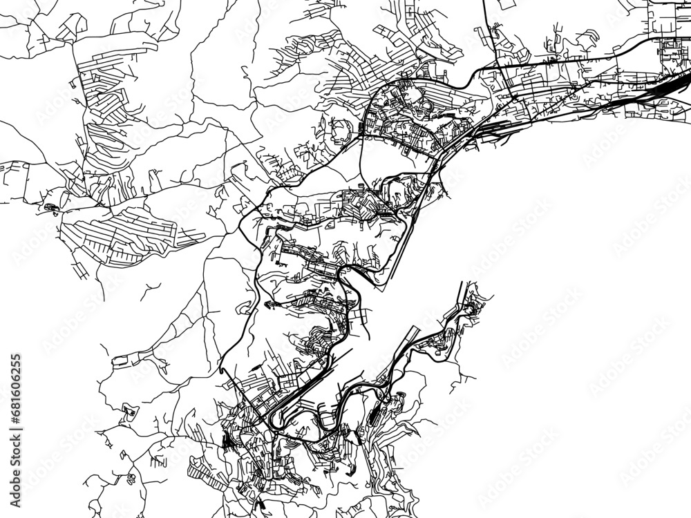 Vector road map of the city of Nakhodka in the Russian Federation with ...