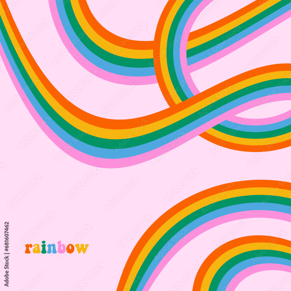 Retro wave lines square background. Iris colourful wavy path wallpaper ...