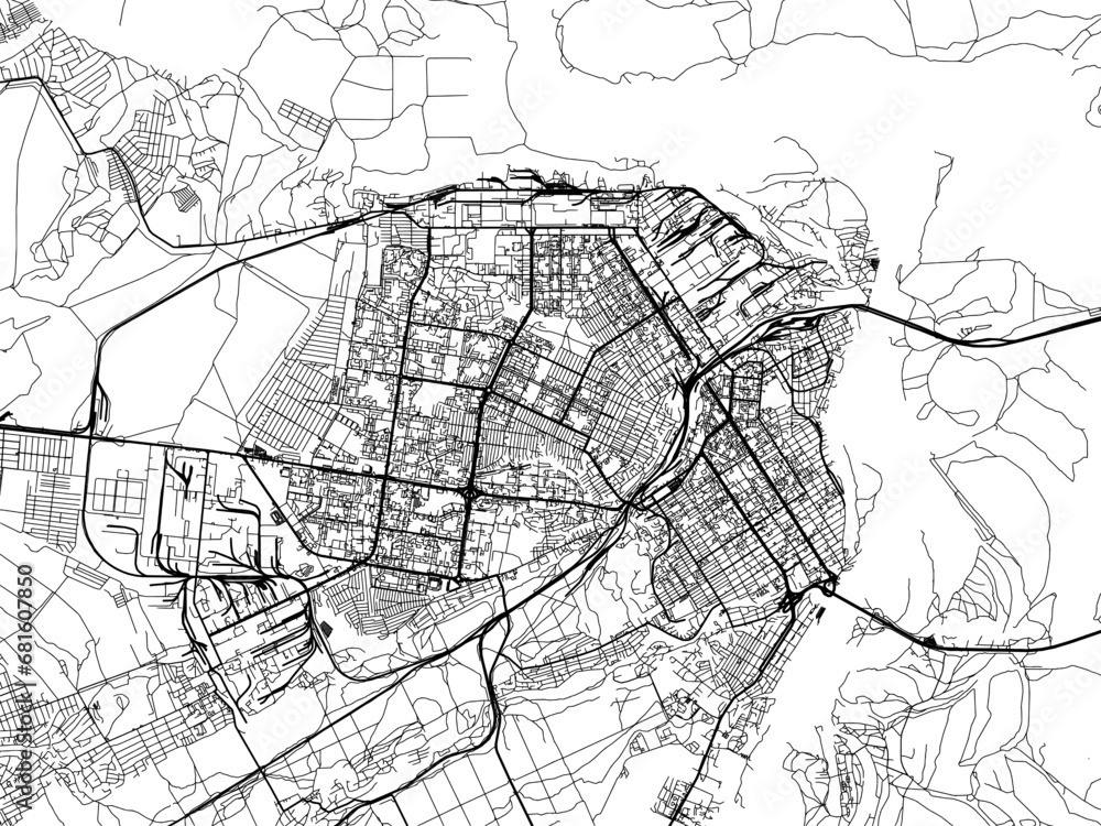 Vector road map of the city of Barnaul in the Russian Federation with ...