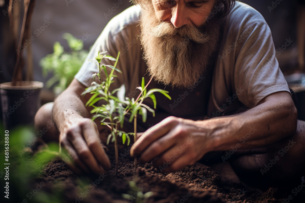 human with A depiction of plants and soil working together to produce ...