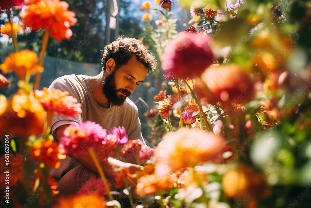 human with A garden transforms into a vibrant masterpiece of hues ...