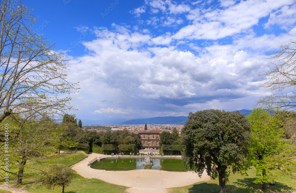 Boboli Gardens in Florence, directly behind Pitti Palace, Italy. The ...