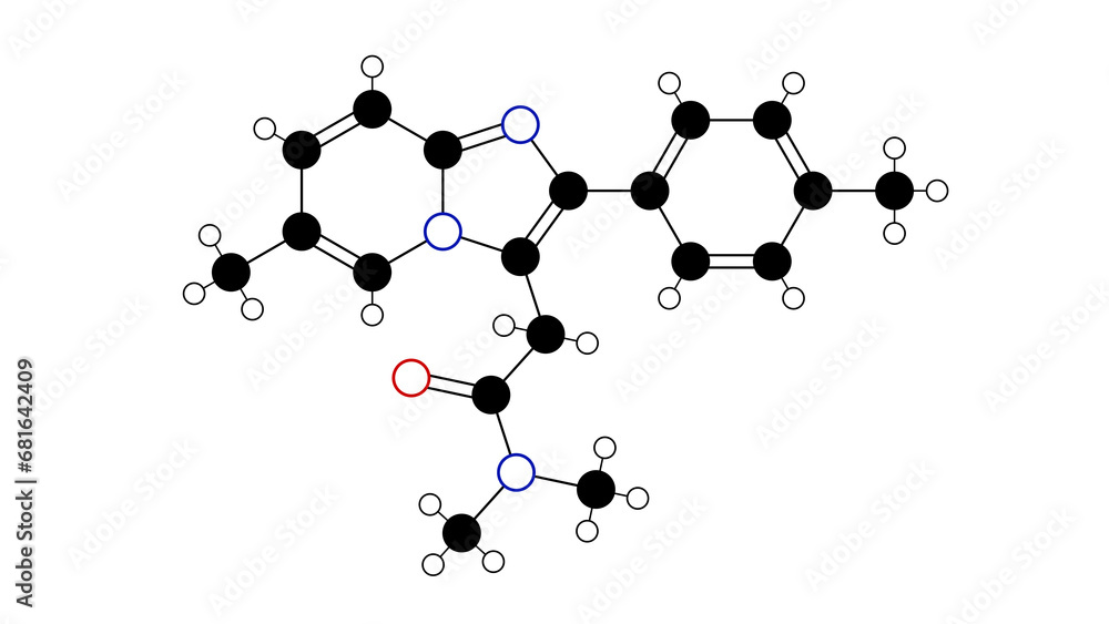 ภาพประกอบสต็อก zolpidem molecule, structural chemical formula, ball-and ...