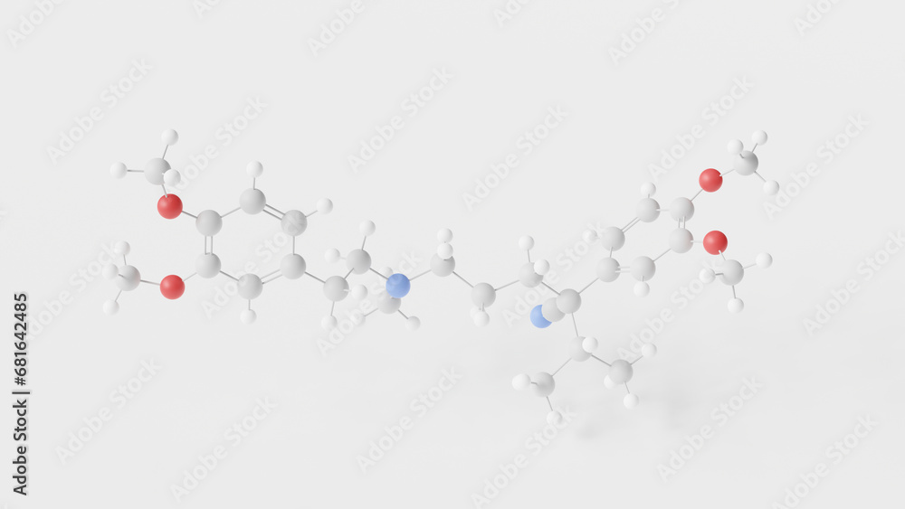 verapamil molecule 3d, molecular structure, ball and stick model ...