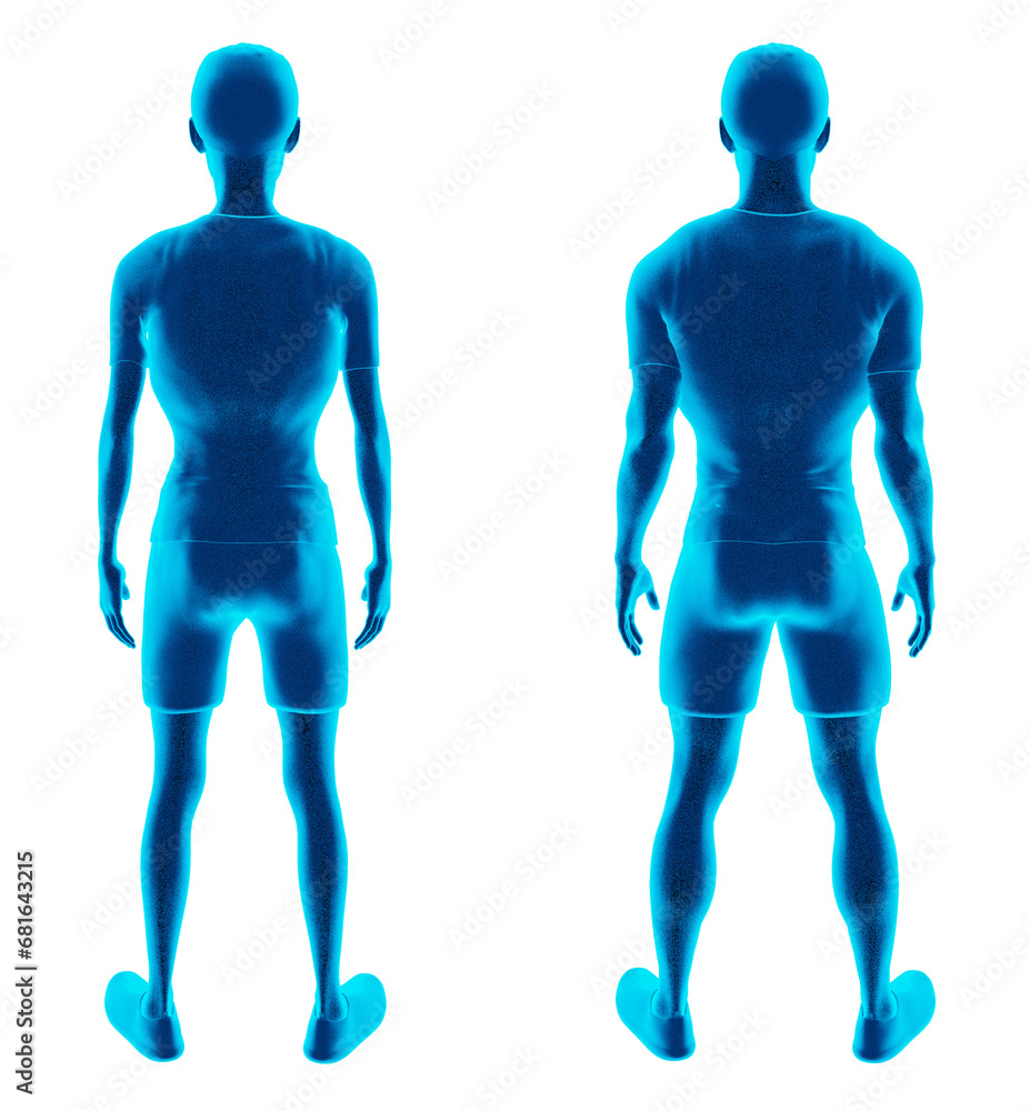 Holographic illustration: slim young man vs. robust physique post ...