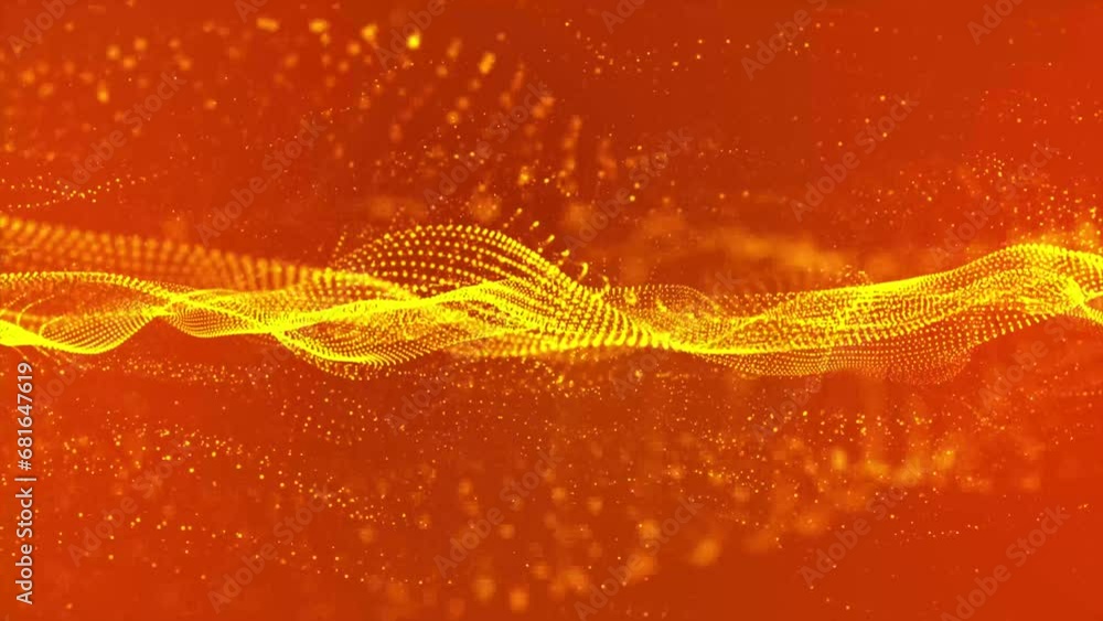 Flowing yellow dots and particles background. Abstract digital particle ...