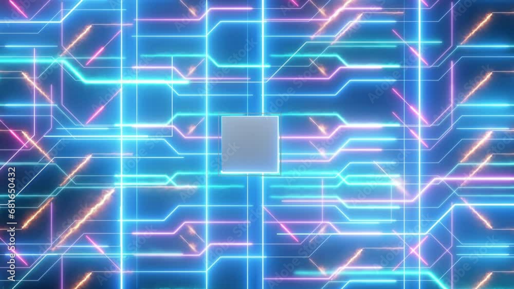 Futuristic motherboard circuit graphic 4K Loop animation background ...