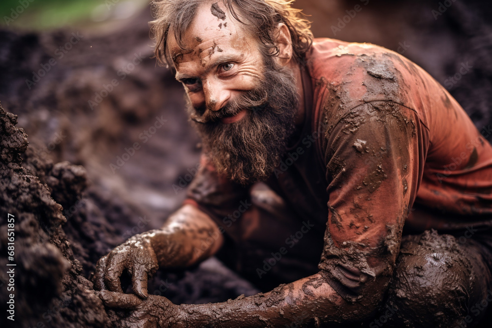Foto de human with idea of untouched nature represented by mud serves ...