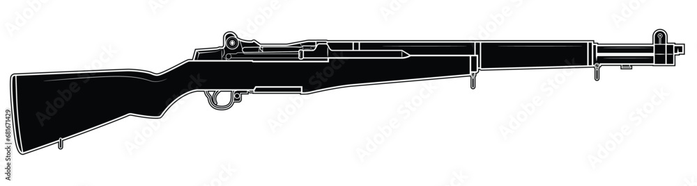 Vector illustration of the M1 Garand rifle on the white background ...
