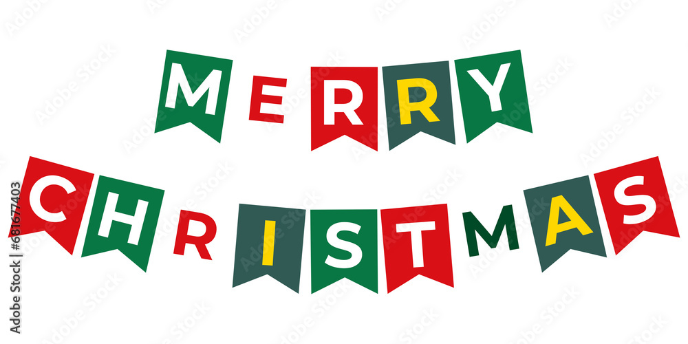 Ilustración de banderines de navidad con texto de feliz navidad en ...