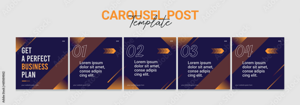Carousel post template set, Modern instagram carousel post design ...