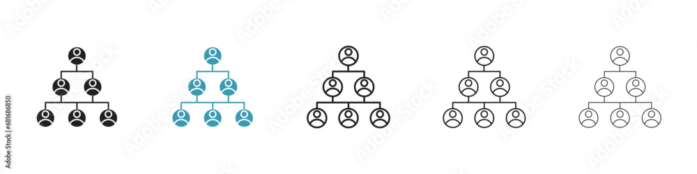 Vetor de Hierarchical Structure vector icon set. Flow chart layout ...