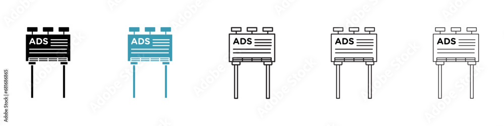 Billboard vector icon set. Advertising display road board vector symbol ...