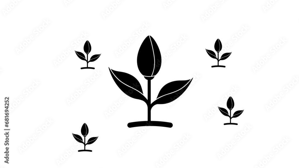 Zoom in and out animation the sprout symbol. Large black symbol in the ...