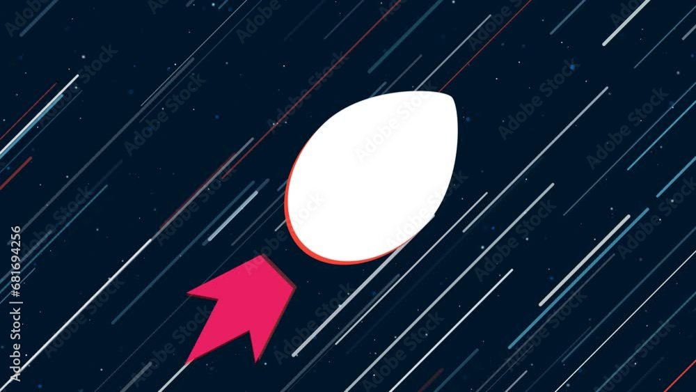 Oval symbol flies through the universe on a jet propulsion. The symbol ...