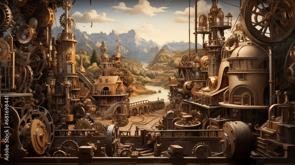 Mechanical Marvels: A hyper-realistic illustration of intricate ...