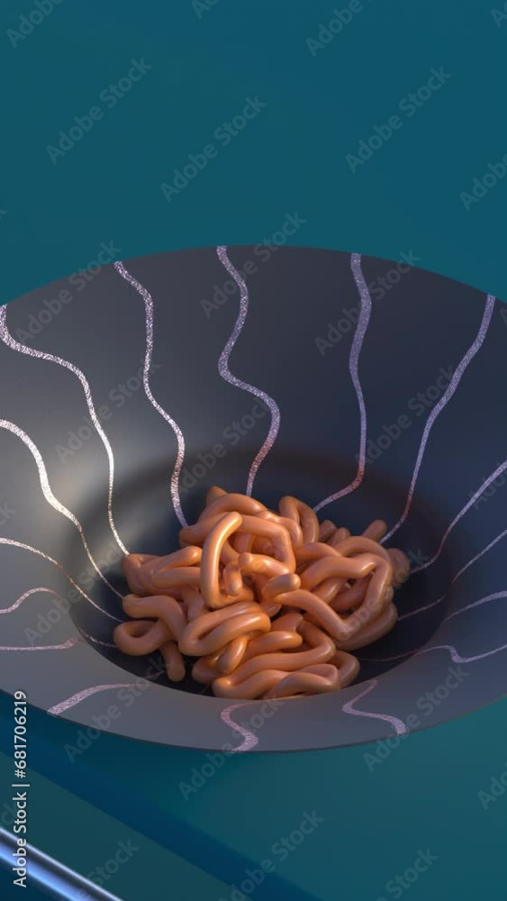 Vidéo Stock Vertical 3d animation. Looped animation video of spaghetti ...