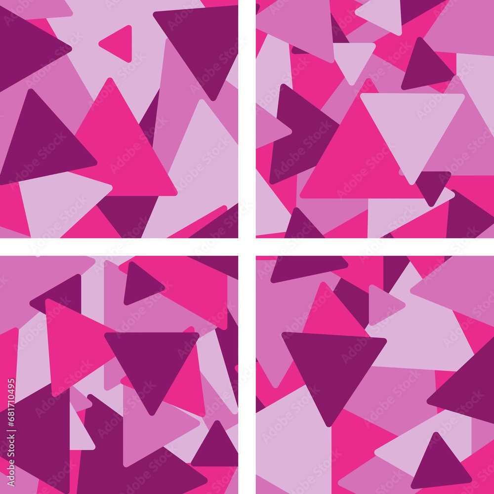 Pink triangles background separated into four square sections by ...