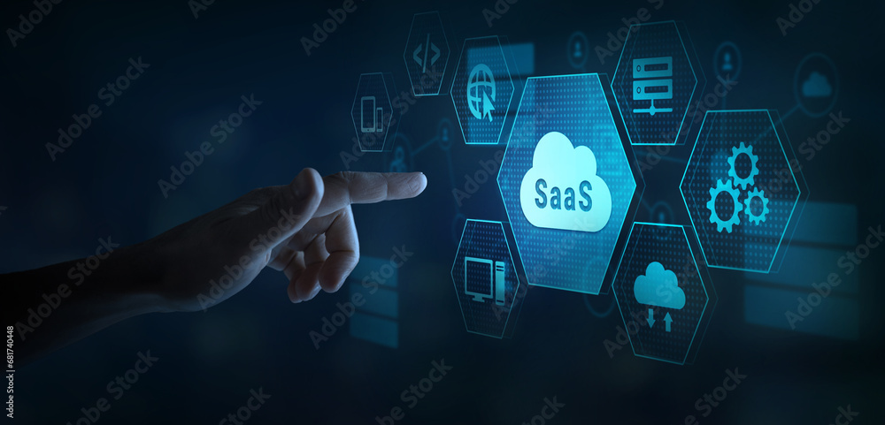 SaaS concept, software as a service, on demand. Internet technology ...