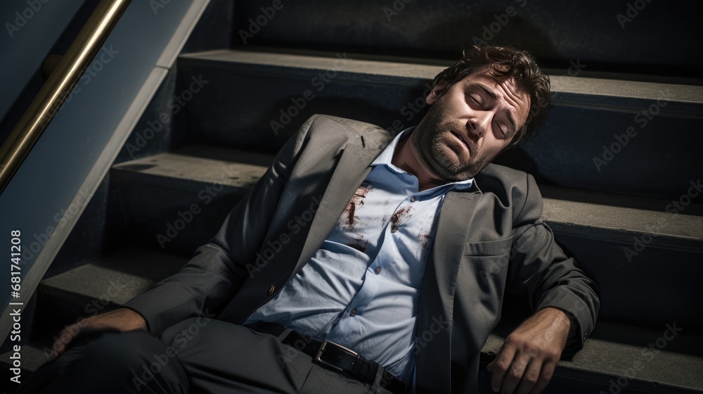 Convey the gravity of indoor accidents! An unconscious man lies after ...