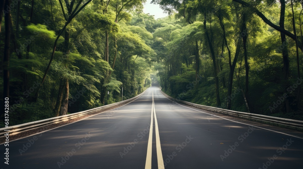 Conquer the scenic route! Drive uphill on a straight asphalt road ...