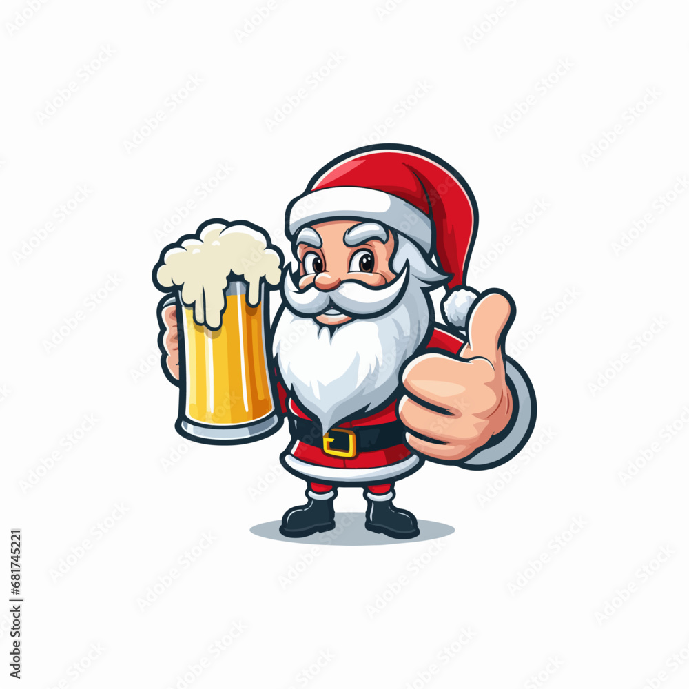 Cute Cartoon Vector illustration of happy smiling santa claus giving ...