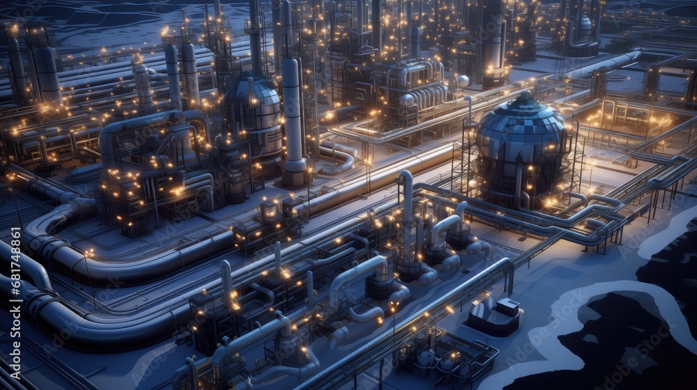 a natural gas compressor station from an aerial perspective, the vast ...