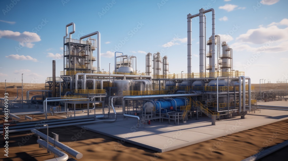 a natural gas compressor station from an aerial perspective, the vast ...