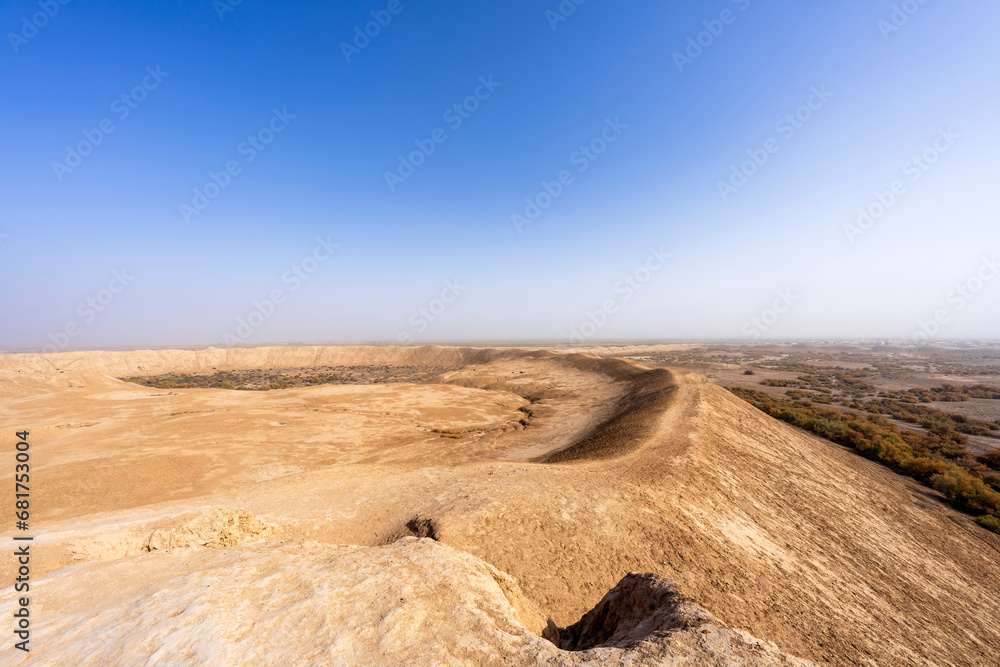 City wall ruins of Merv, an ancient city on the Silk Road close to ...